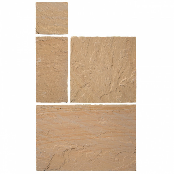Global Stone Premium Sandstone Buff Brown Riven Paving 600 x 600mm Pack ...